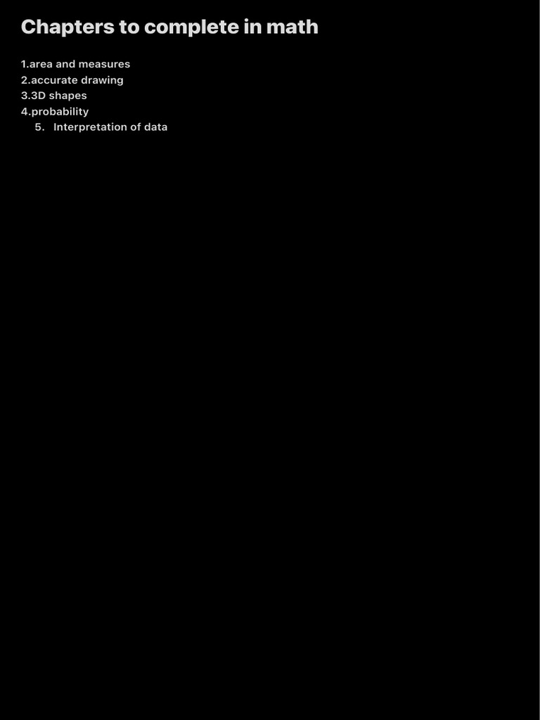Chapters To Complete in Math | PDF