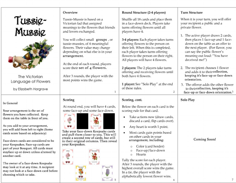 TUSSIE MUSSIE - Reglas Publicadas (EN) | PDF