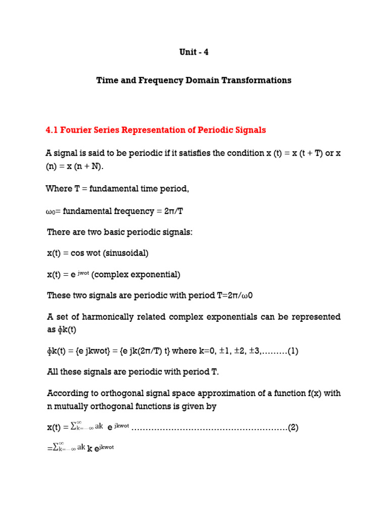Signals and System Unit 4 | PDF | Discrete Fourier Transform | Laplace ...