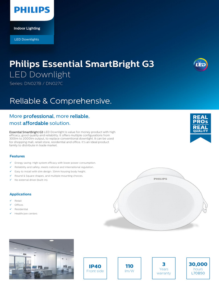 Philips SmartBright G3 LED Downlights | PDF | Electrical Engineering ...