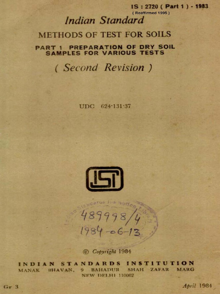 IS 2720 Part 1 | PDF