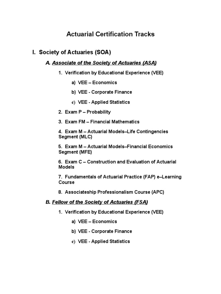 Actuarial Certification Tracks | PDF | Actuarial Science | Enterprise ...