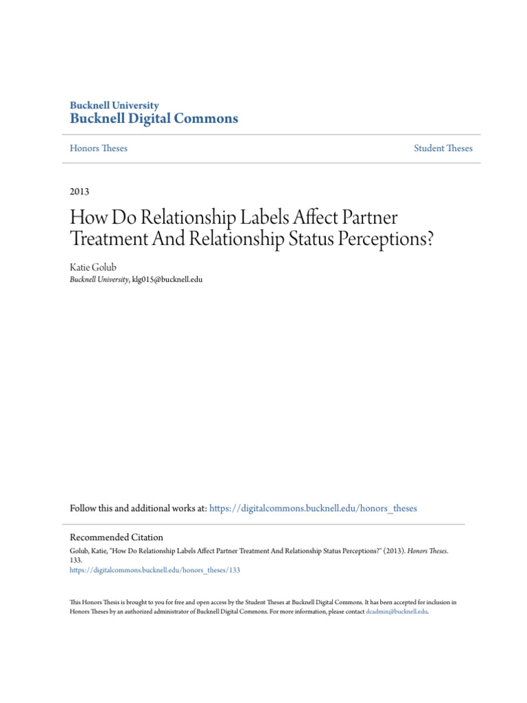 How Do Relationship Labels Affect Partner Treatment and Relations | PDF ...