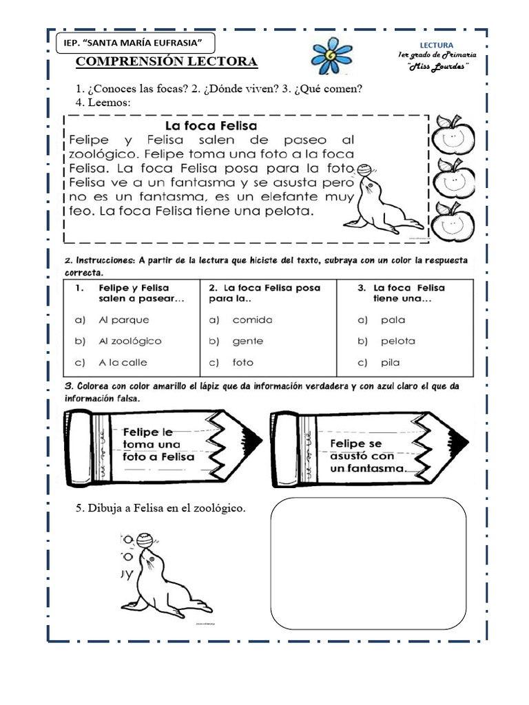 Lectura - La Foca Felisa - 1er Grado | PDF