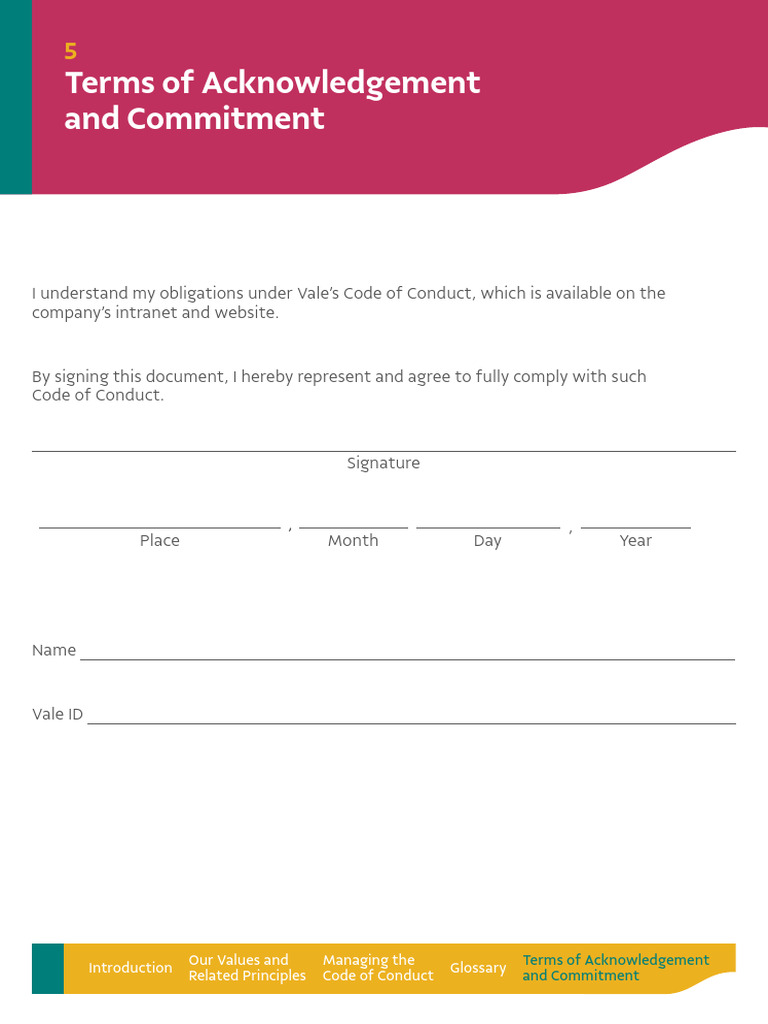 Code of Conduct Terms of Acknowledgement Page 21 | PDF