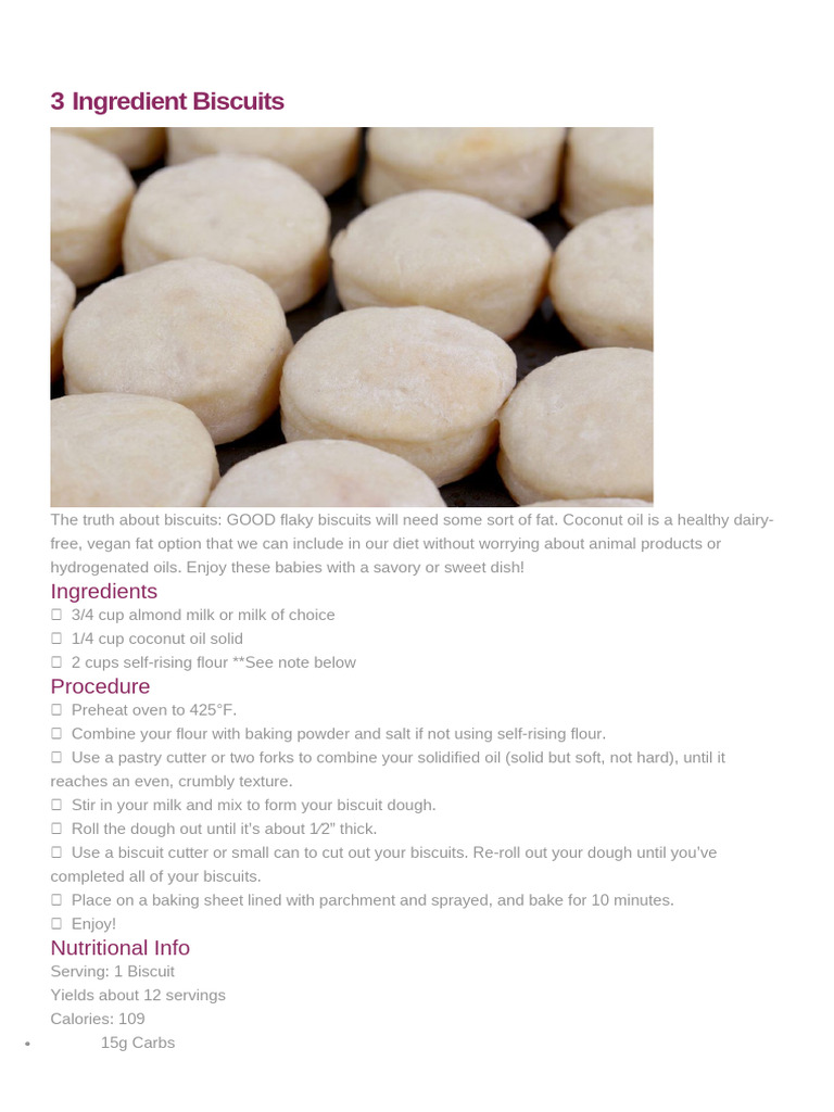 3 Ingredient Biscuits | PDF