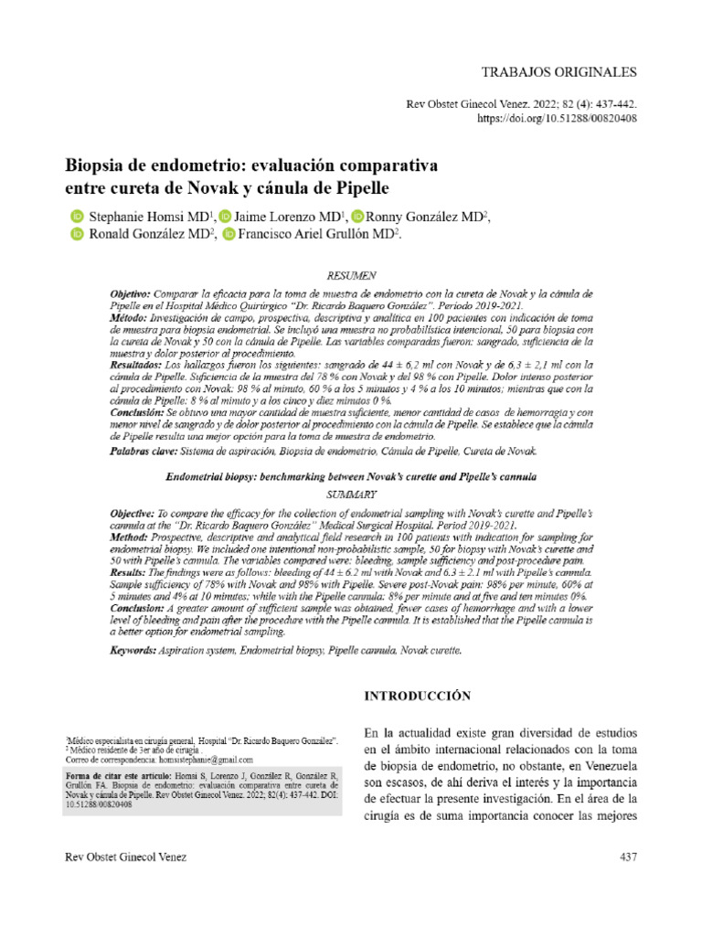 Canula Pipelle Vs Cureta Novak | PDF
