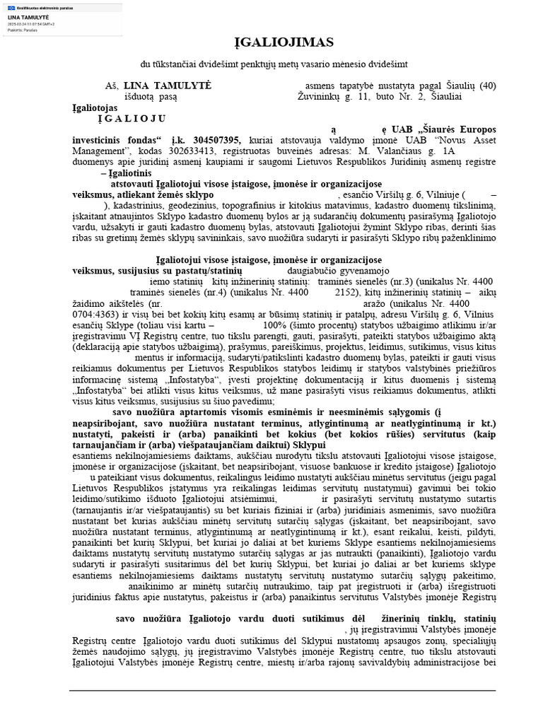 Notarinio Veiksmo Dokumentas | PDF