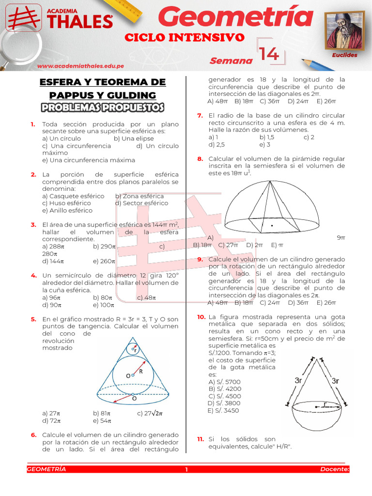 Material Geometria Intensivo Sem 14 | PDF | Esfera | Euclides