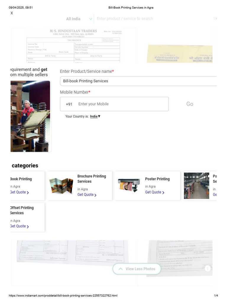 Bill Book Printing Services in Agra | PDF