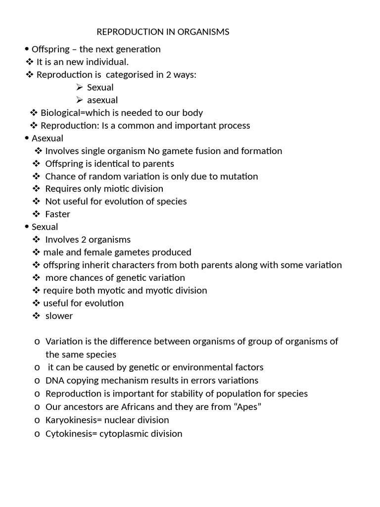 Reproduction in Organisms Explained | PDF | Reproduction | Sexual ...