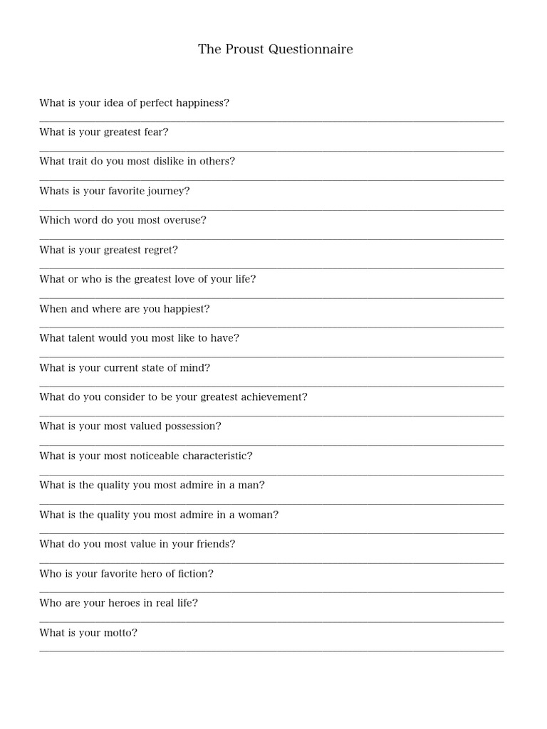 Proust Questionaire | PDF