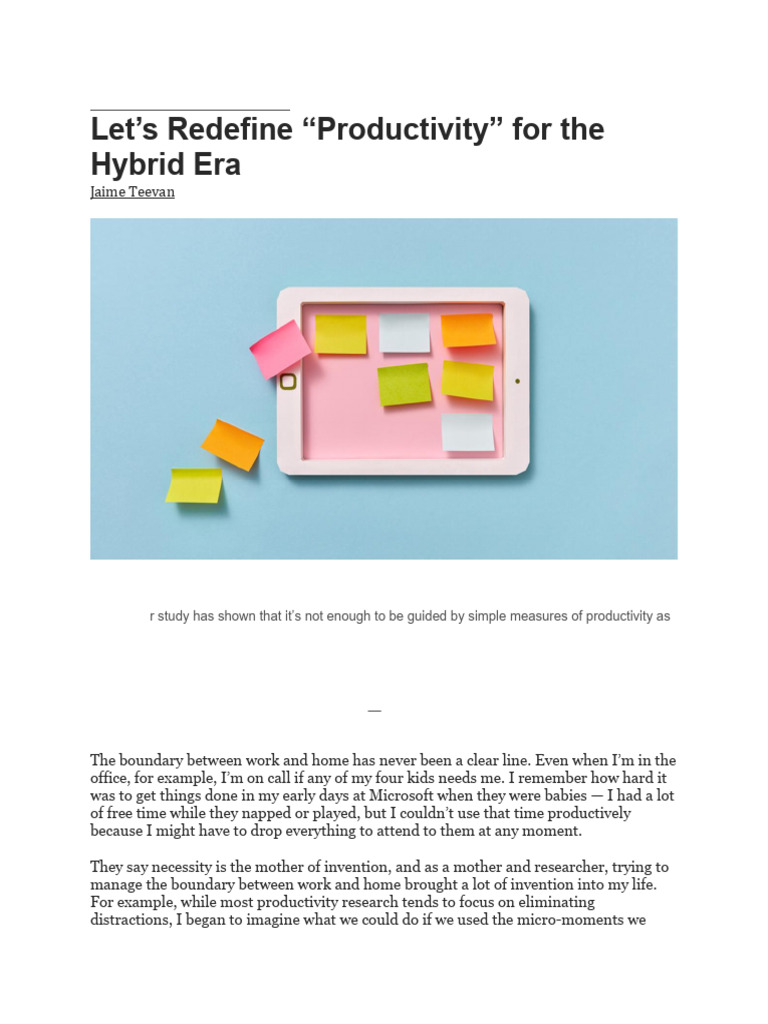 Let's Redefine Productivity For The Hybrid Era | PDF | Innovation ...