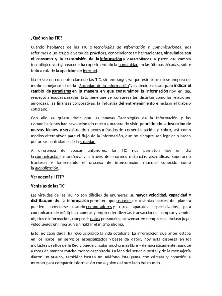 LAS TIC 1 | PDF | Tecnología de información y comunicaciones | Internet