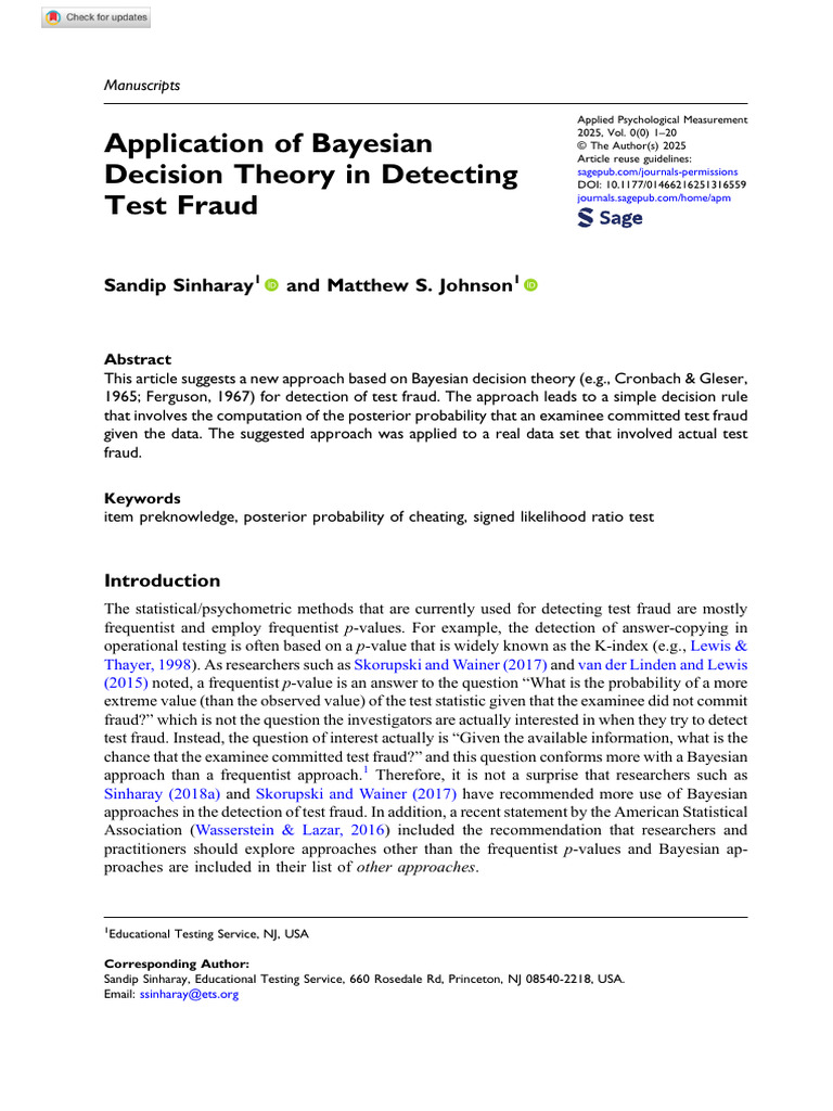 Sinharay & Johnson (2025) | PDF | Receiver Operating Characteristic ...