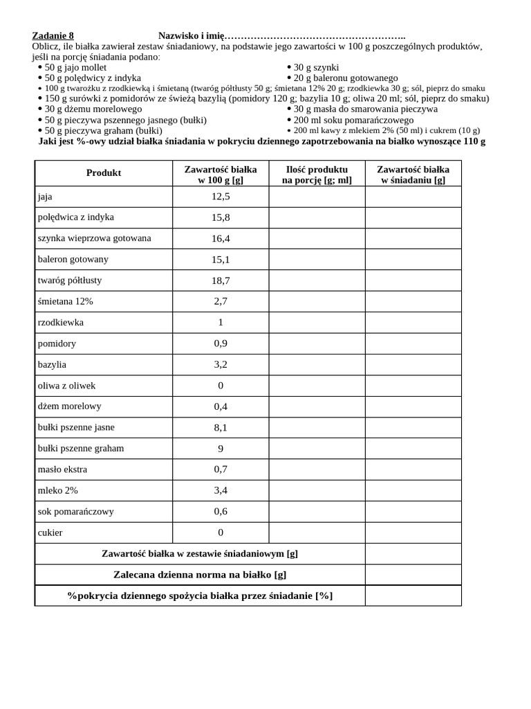 059 Ocena jakości żywienia_zad 8 | PDF