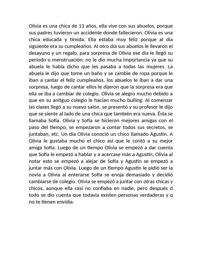 Olivia Es Una Chica de 13 Años | PDF