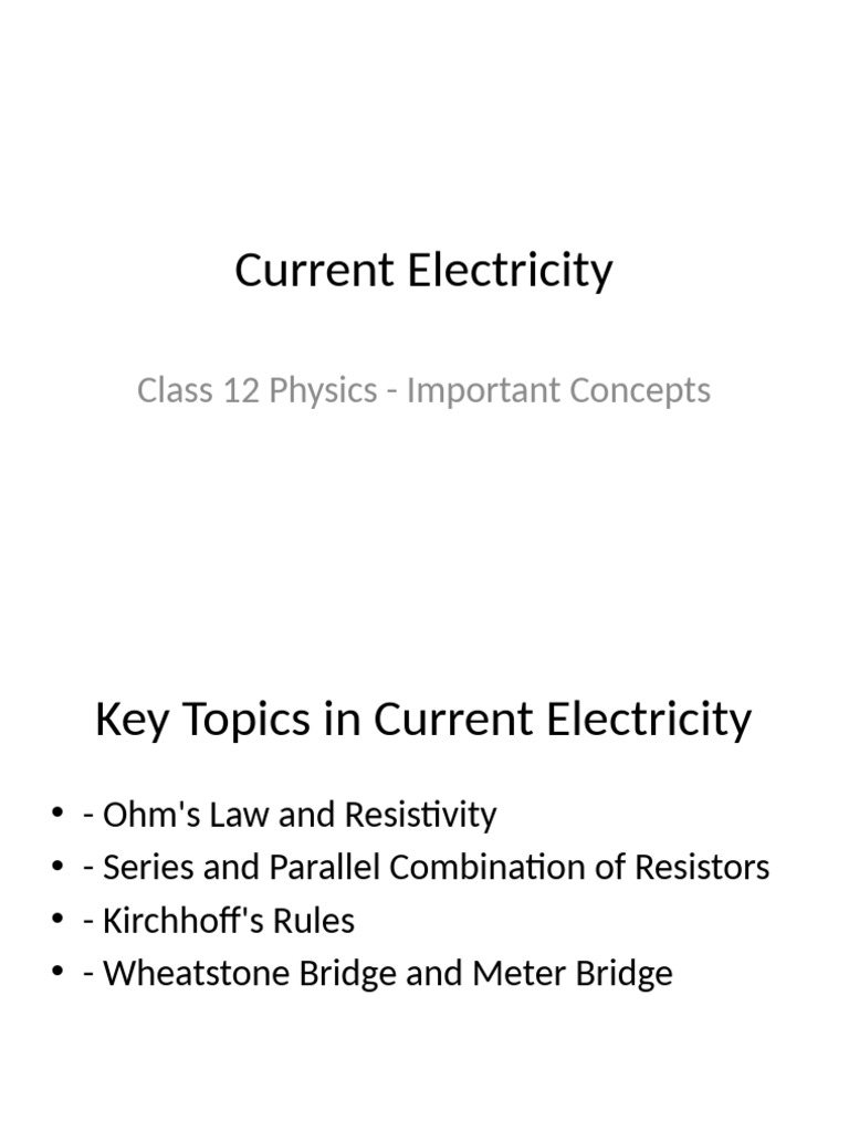 Key Concepts in Current Electricity | PDF
