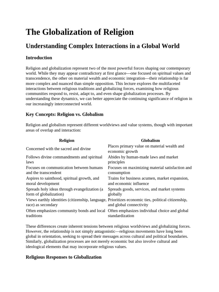 Notes The Globalization of Religion | PDF | Globalization | Spirituality