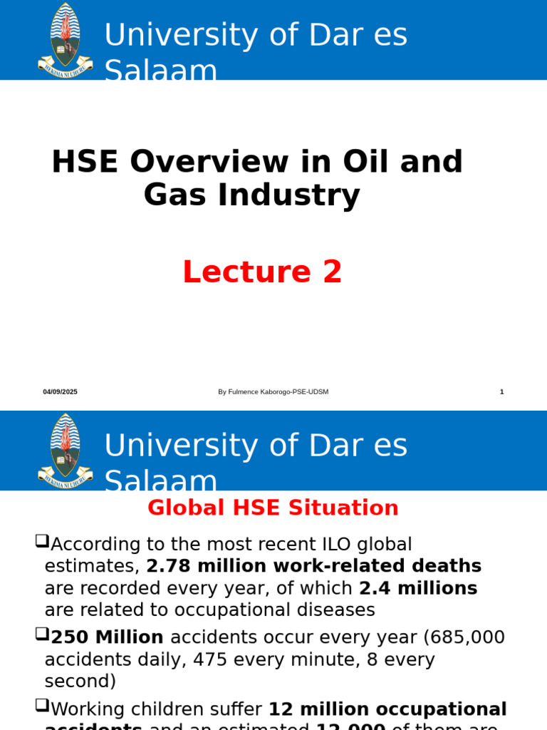 Lecture 2 - HSE Overview in Oil and Gas Industry - 2024 | PDF | Occupational Safety And Health ...