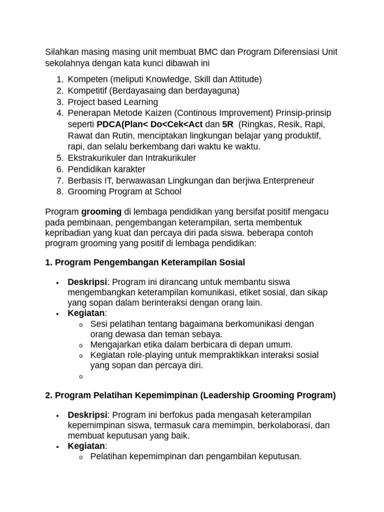 Info Untuk Unit Sekolah Dalam Pembuatan BMC Unit Sekolah | PDF