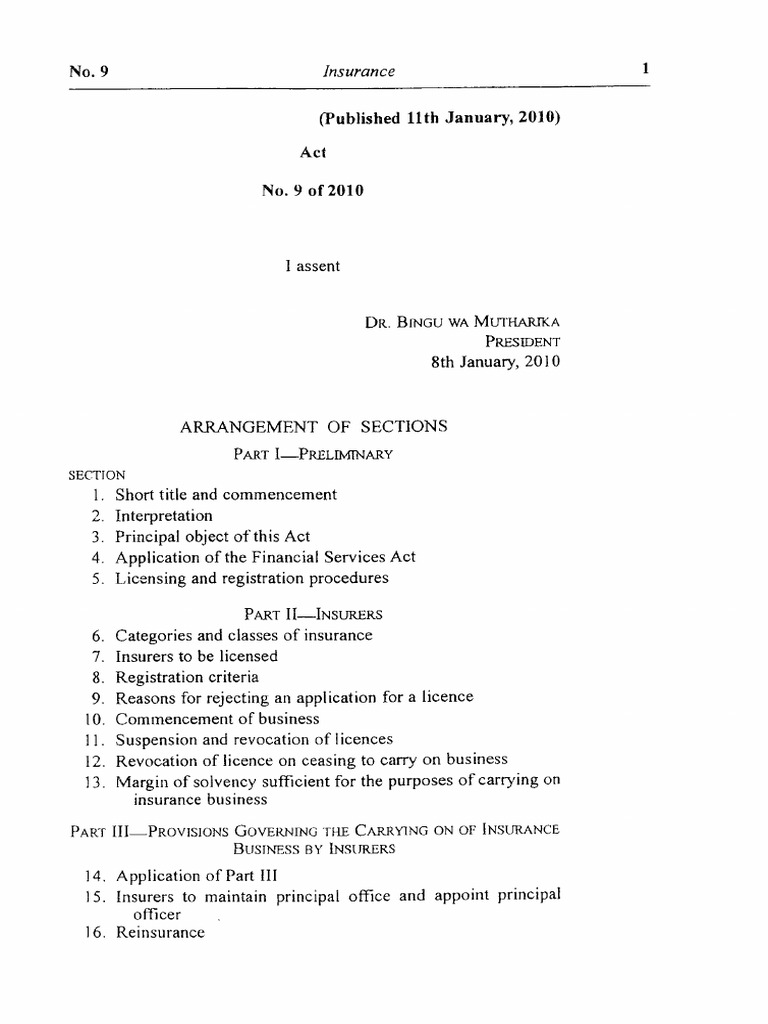 Insurance Act 2010-1 | PDF