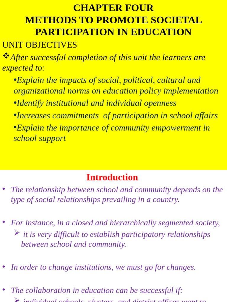 Chapter 4 For Class Methods To Promote Societal Participation in | PDF ...