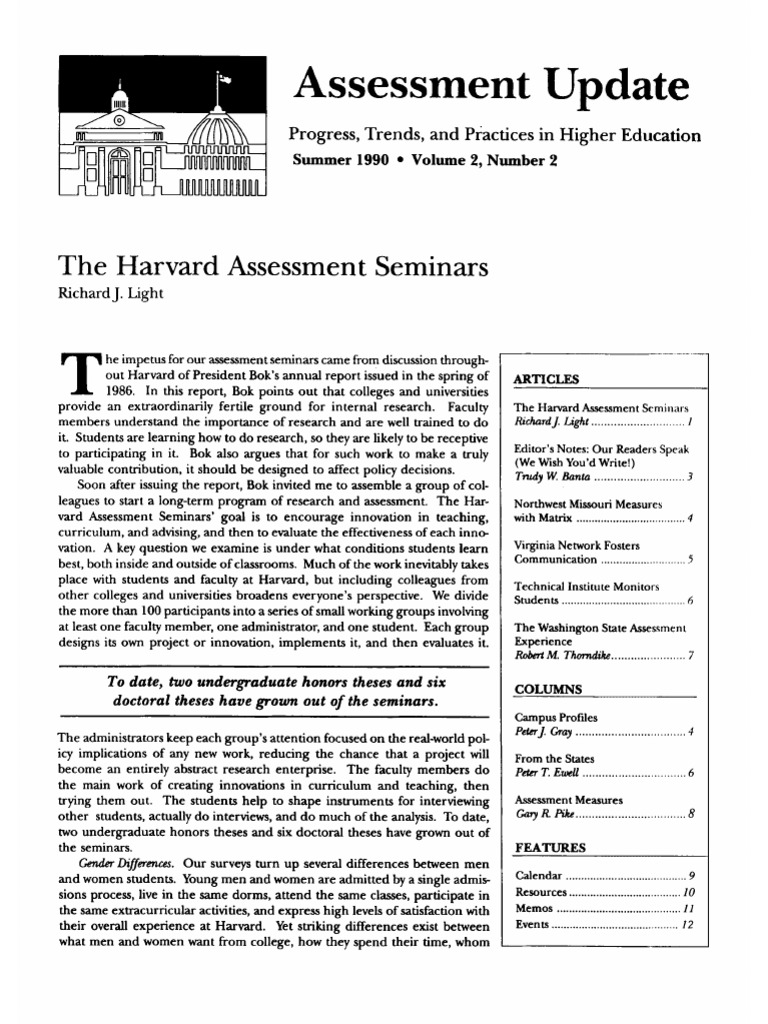 Harvard Assessment Seminars | PDF | Thesis | Academia