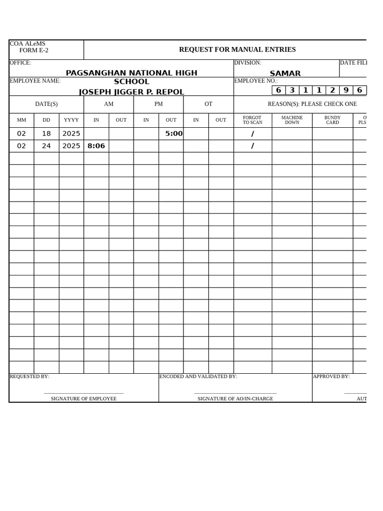 Manual Entries | PDF