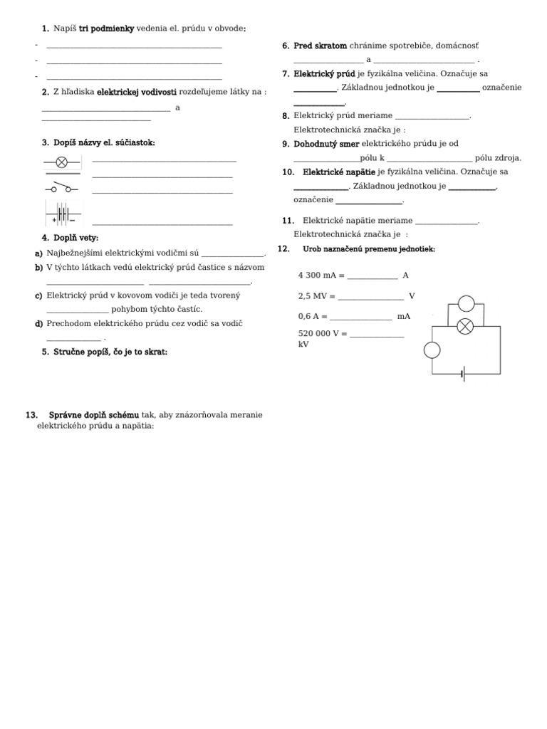 Elektický Obvod, El - Prúd A El. Napätie | PDF