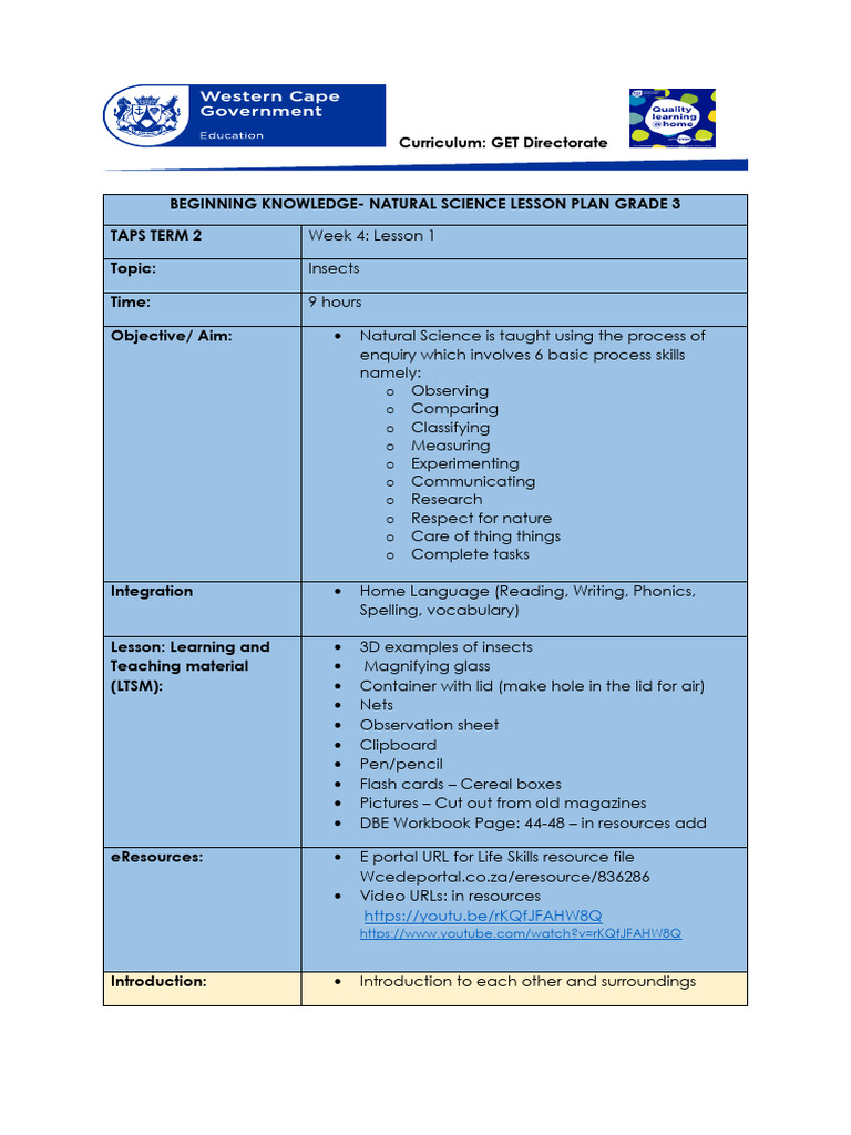 FP Grade 3 English Life Skills LP 11 - 15 May | PDF | Insects | Phonics