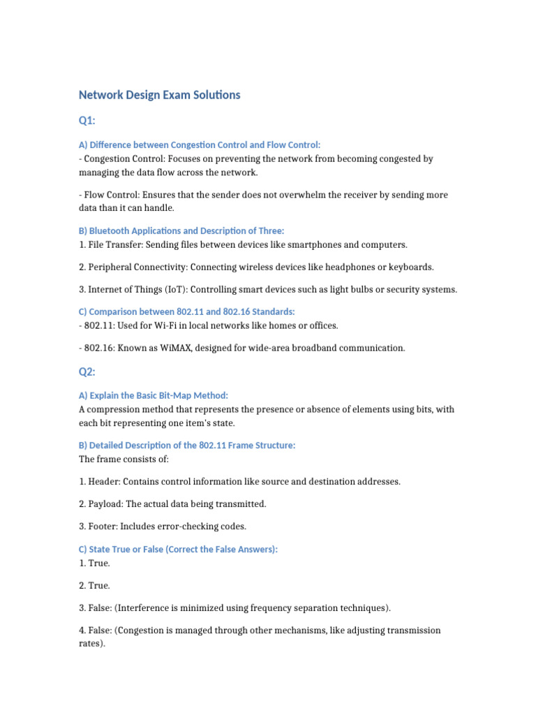 Network_Design_Exam_Solutions (1) | PDF | Network Congestion | Ieee 802.11