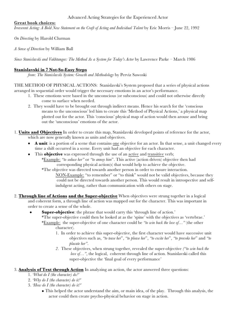 Advanced Acting Strategies For The Experienced Actor Author Iowa High ...