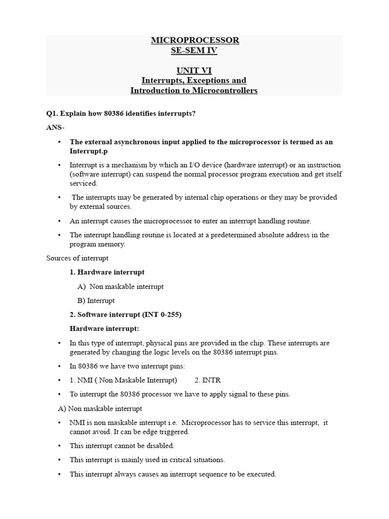 MICROPROCESSOR - UNIT VI Q & Answers | PDF | Microcontroller | Office Equipment