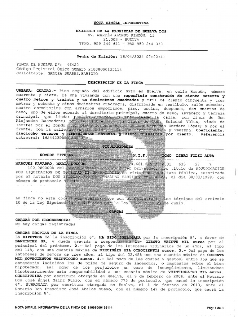 Nota Simple Rascon 47 | PDF
