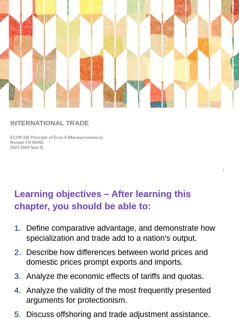 L9 International Trade Ron V3 | PDF | Economic Equilibrium | Supply And ...