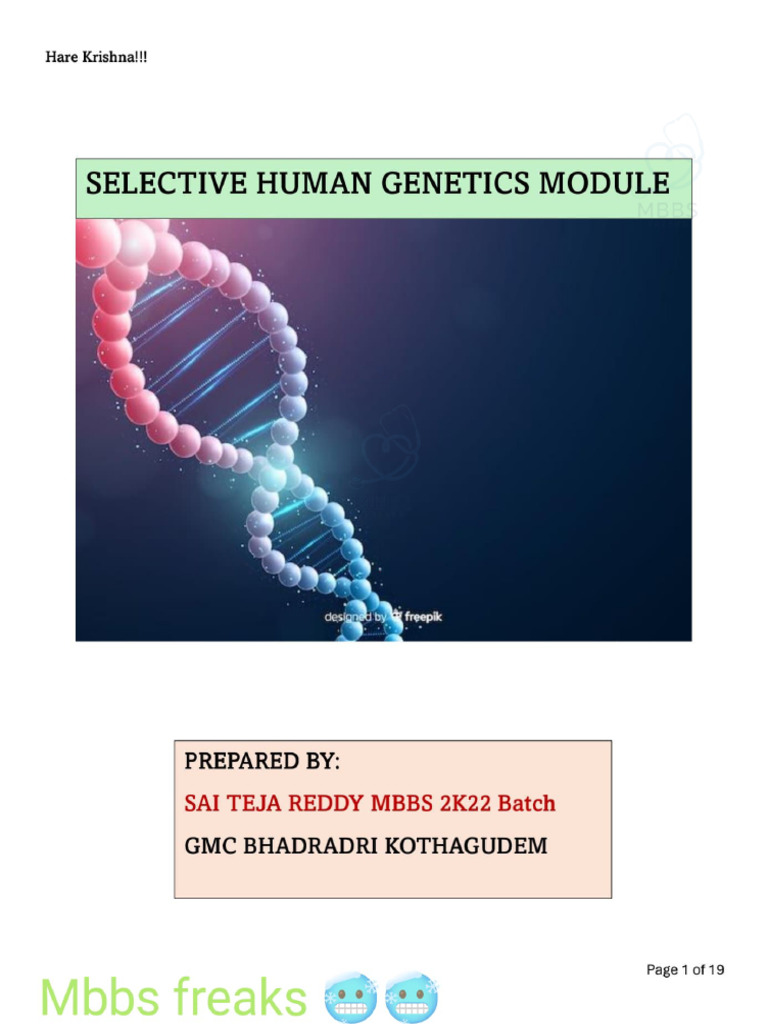 GENETICS First Year at MBBS Freaks ?? | PDF