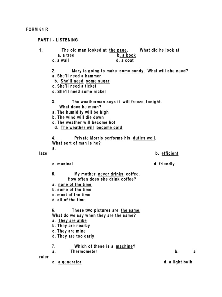 Grade 6 Listening Comprehension Test | PDF