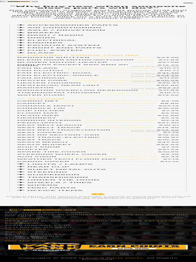 Part Pricing - U Pull R Parts | PDF | Radiator | Rear Wheel Drive Vehicles