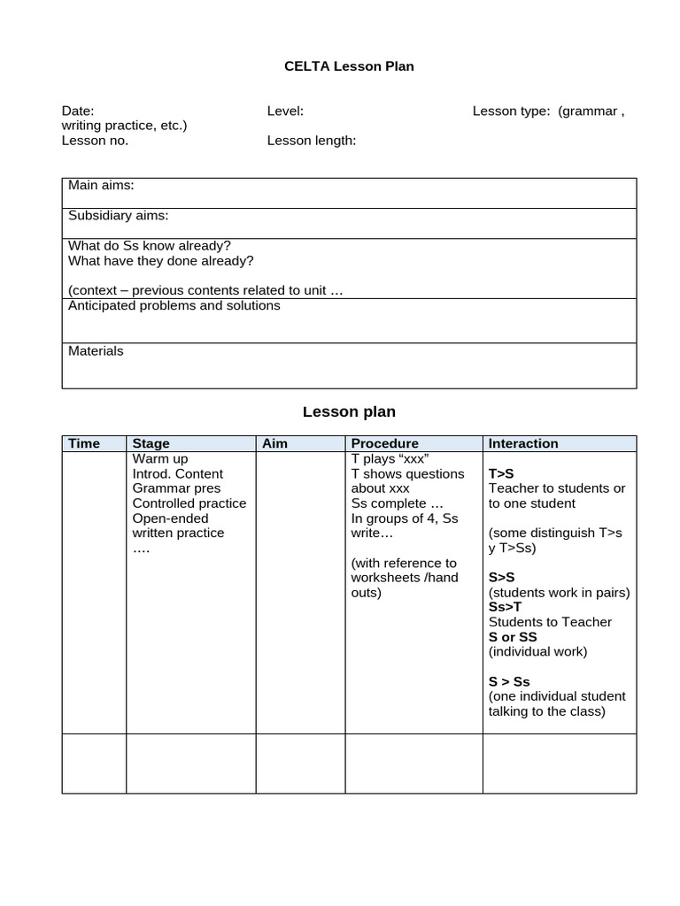 CELTA_Lesson_Plan-template | PDF
