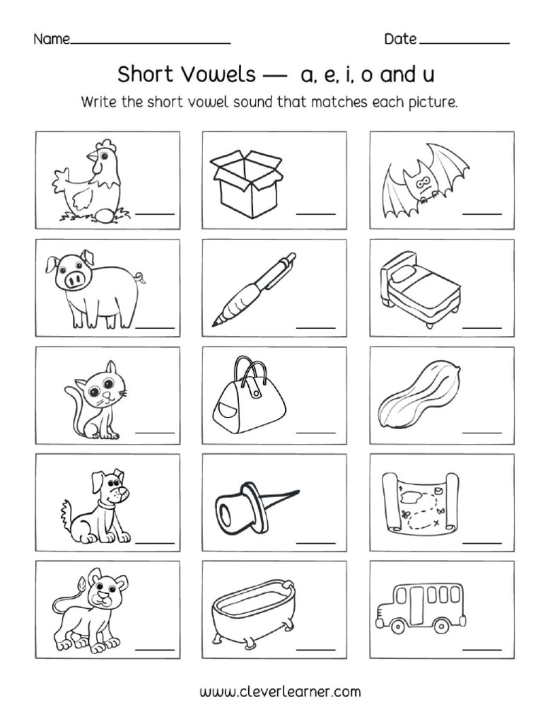 Short Vowels Preschool Activity Worksheets - 2 | PDF