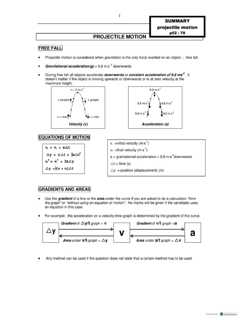 notes on projectile motion.PDF | PDF