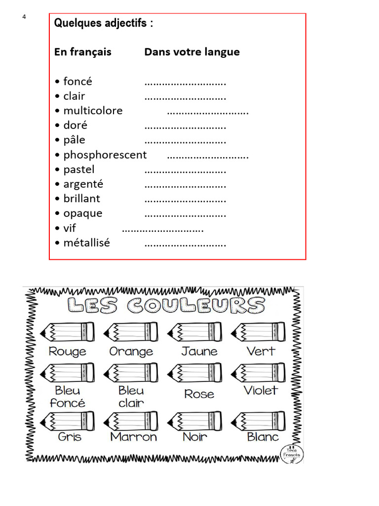 LES COULEURS-exercices | PDF