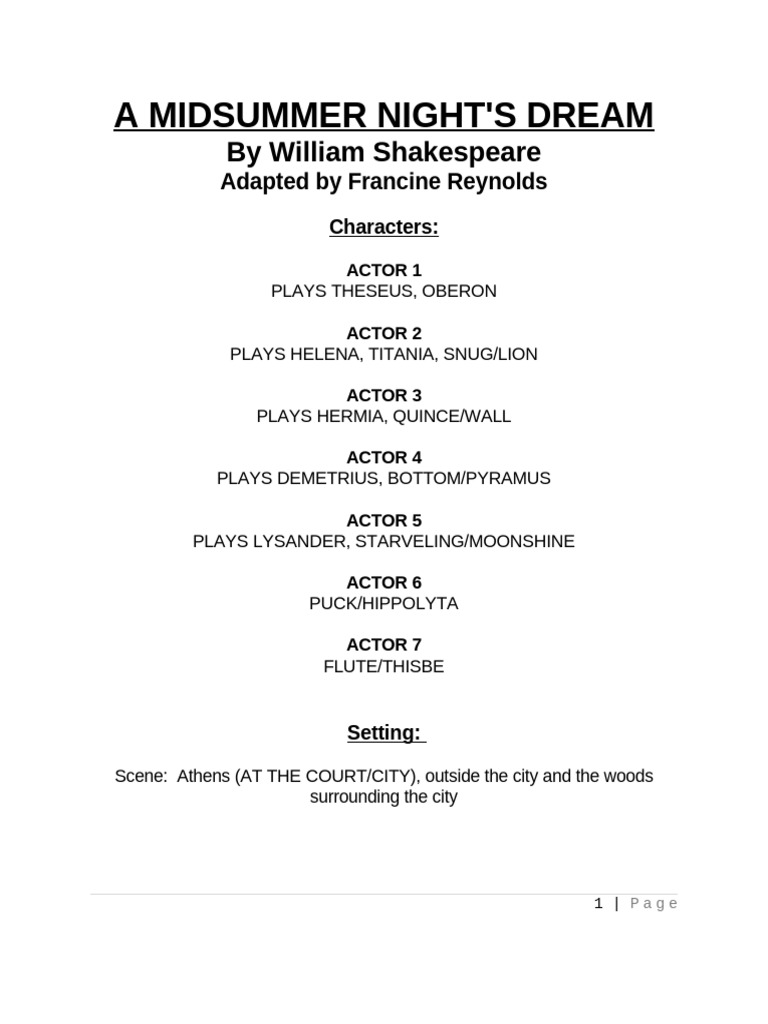 A Midsummer Night's Dream Adaptation | PDF | A Midsummer Night's Dream