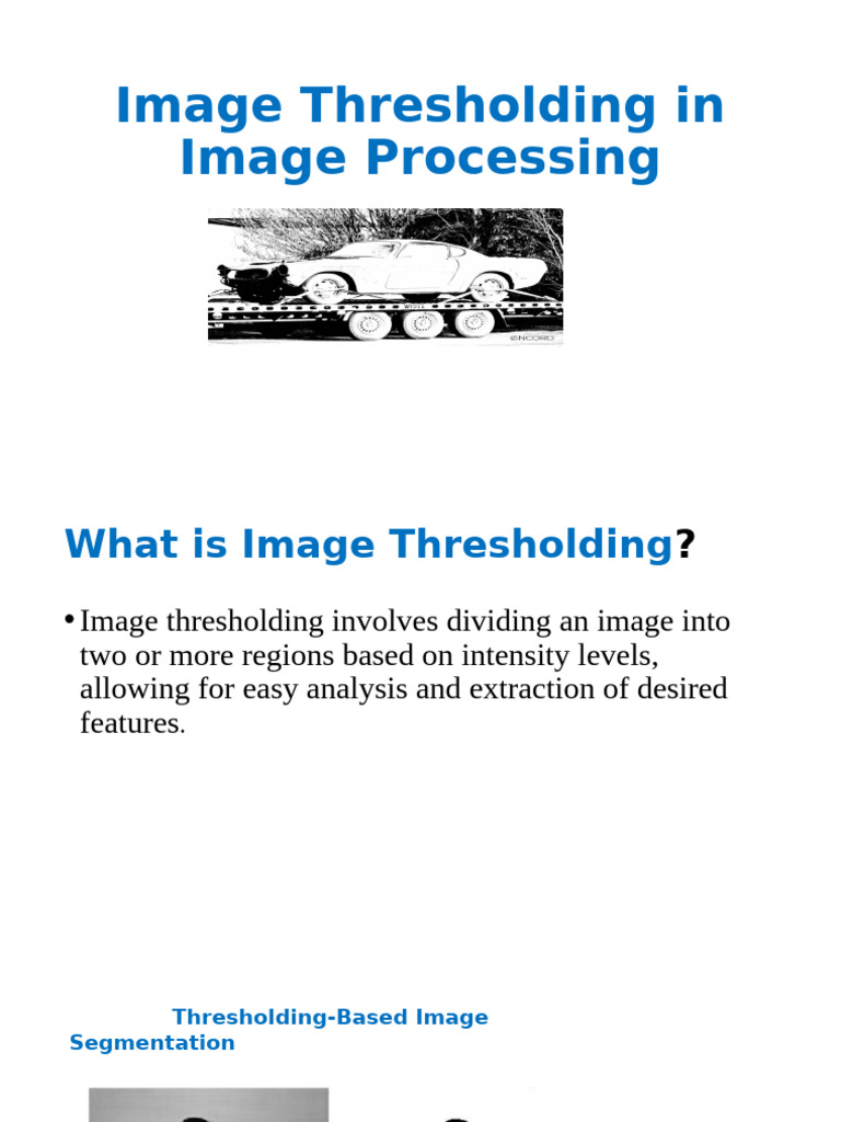 Image Thresholding in Image Processing | PDF | Image Segmentation | Digital Signal Processing