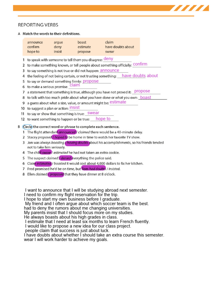 Reporting Verbs | PDF