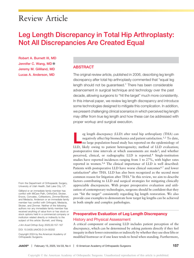 leg_length_discrepancy_in_total_hip_arthroplasty_.1 | PDF | Human Leg ...