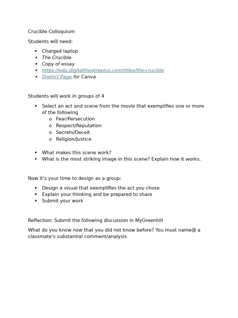 Crucible Colloquium FormatCR | PDF