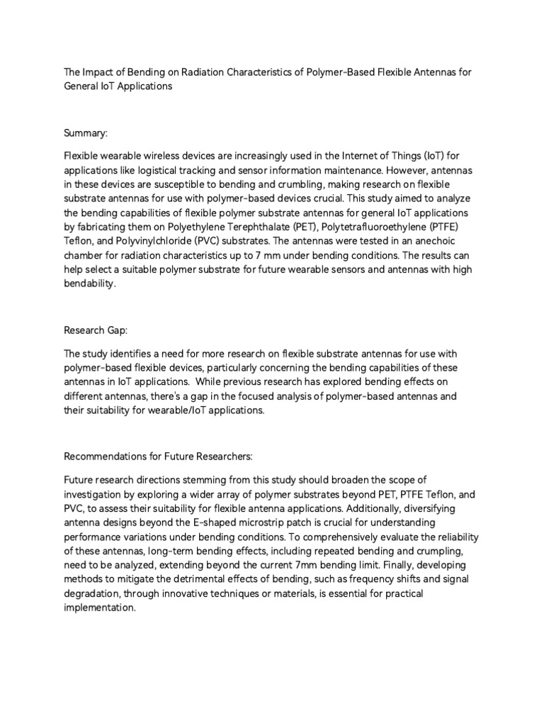 Bending Effects on Flexible IoT Antennas | PDF | Antenna (Radio ...