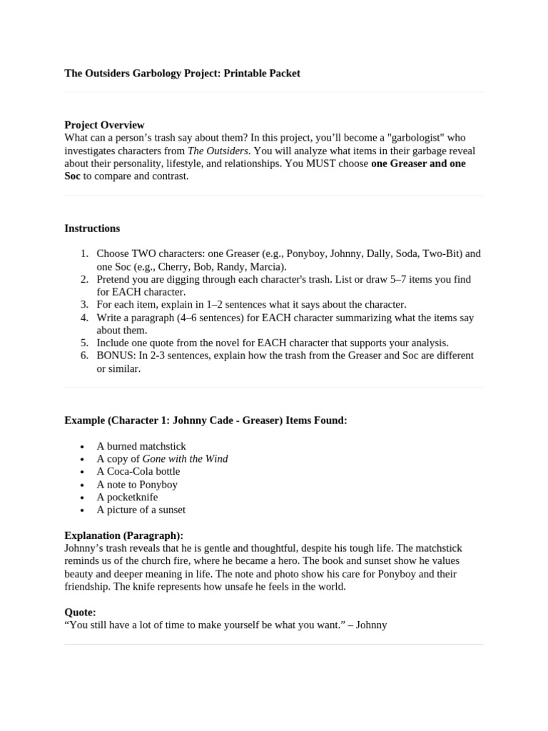 The Outsiders Garbology Project | PDF